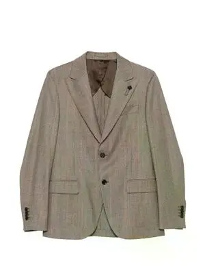 LARDINI Prince Of Wales Check Single-breasted Jacket - Brown