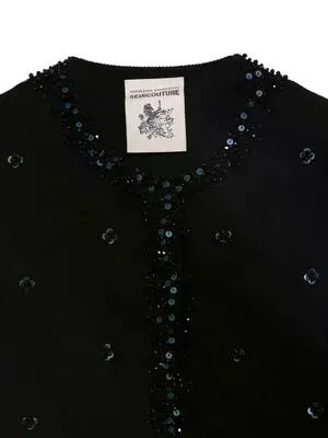 SEMICOUTURE Sequin-embellished Bead-trimmed Cardigan