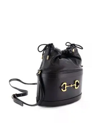 Gucci Horsebit 1955 Crossbody Bag Leather Small Bucket Bag - Black