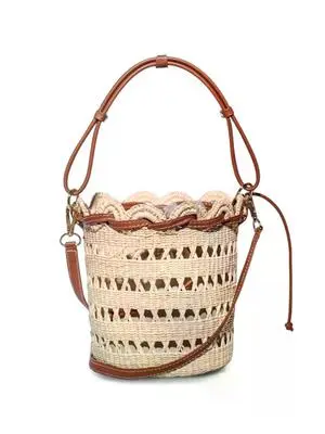 SENSI STUDIO Woven Scalloped Bucket Bag