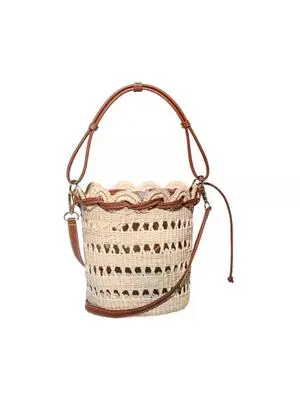 SENSI STUDIO Woven Scalloped Bucket Bag