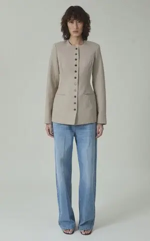 HEIRLOME Madeline Linen-blend Blazer - Neutral