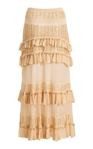 Ulla Johnson Anouk Ruffle Midi Knit Skirt