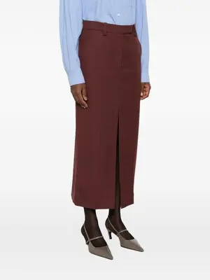 Brunello Cucinelli Wool Midi Skirt - Red