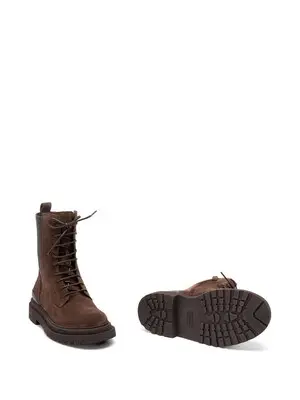Brunello Cucinelli Leather Biker Boots - Brown