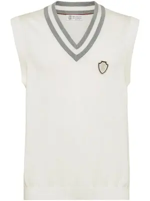 Brunello Cucinelli Logo Cotton Vest - White
