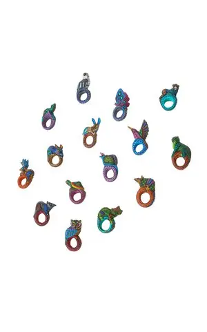 HEIRLOME Alebrije Painted Wood Ring With Silk Cord