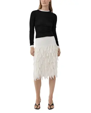 ST. AGNI Fringe Midi Skirt