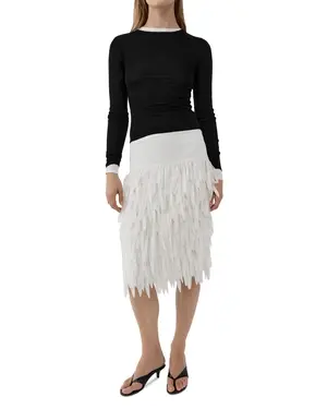 ST. AGNI Fringe Midi Skirt
