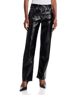 Ksubi Pinup Croc Embossed Patent Leather Pants - Black
