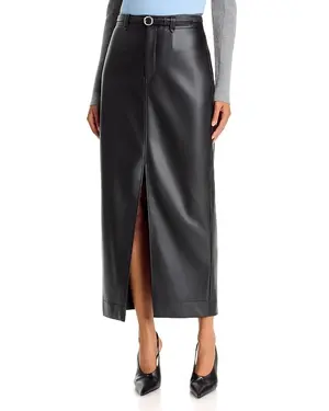 TOCCIN Meg Faux Leather Midi Skirt