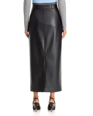 TOCCIN Meg Faux Leather Midi Skirt