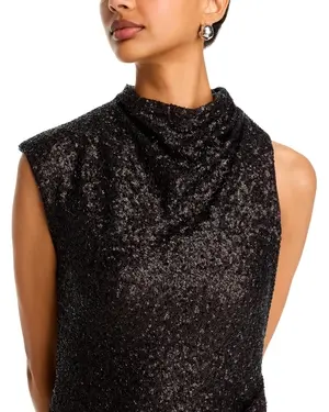 Hugo Boss Enany Sequin Asymmetric Draped Dress Exclusive