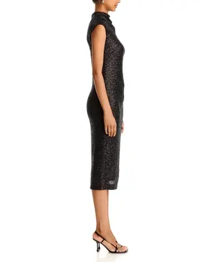Hugo Boss Enany Sequin Asymmetric Draped Dress Exclusive