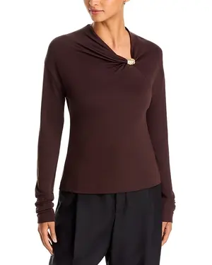 Hugo Boss Edonya Embellished Long Sleeve Top Exclusive - Mole