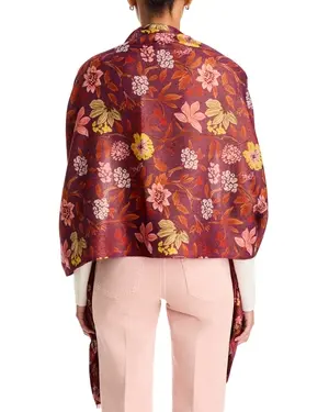 V. Fraas Metallic Floral Silk Square Scarf - Barolo