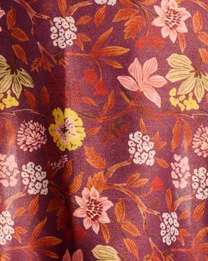 V. Fraas Metallic Floral Silk Square Scarf - Barolo