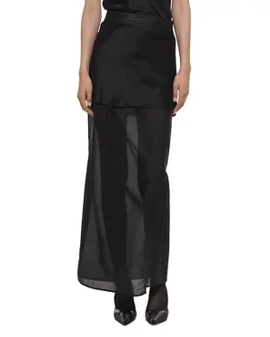 Helmut Lang Semi Sheer Panel Maxi Skirt