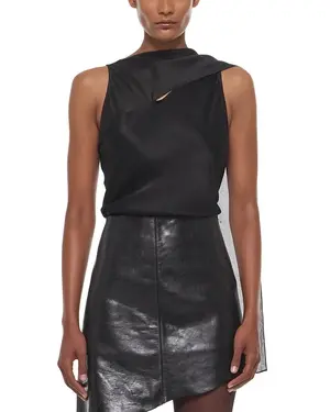 Helmut Lang Silk Asymmetric Scarf Top - Black
