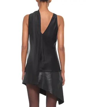 Helmut Lang Silk Asymmetric Scarf Top - Black