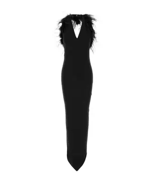 Blumarine Feather-trim Long Dress