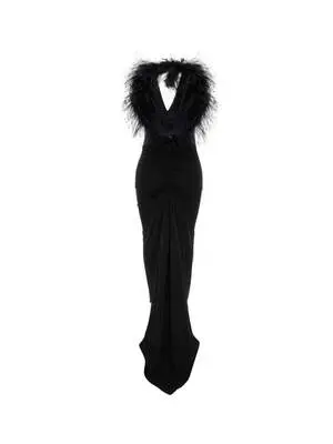 Blumarine Feather-trim Long Dress