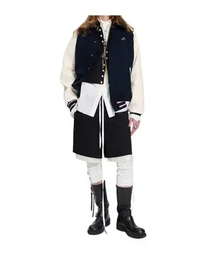 ANN DEMEULEMEESTER Embroidered-logo Panelled Bomber Jacket