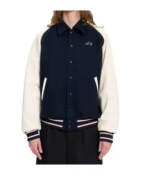ANN DEMEULEMEESTER Embroidered-logo Panelled Bomber Jacket