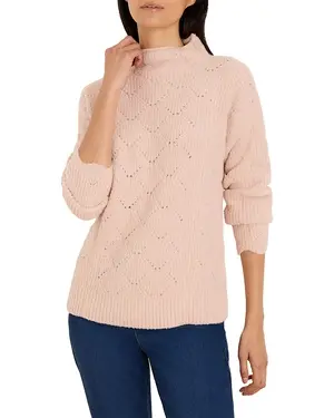 NIC+ZOE Diamond Jubilee Funnel Neck Sweater - Blush