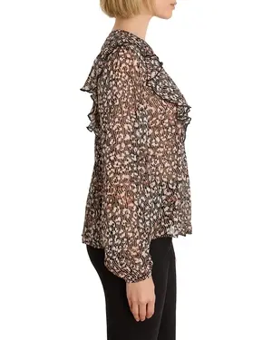 NIC+ZOE Leo Georgette Smocked Ruffled Top