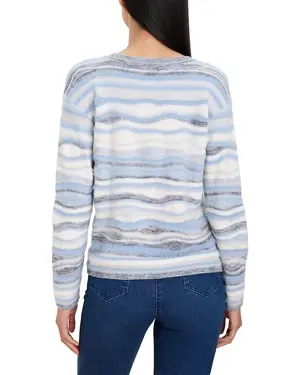 NIC+ZOE Odyssey Mix Drop Shoulder Sweater - Blue Multi