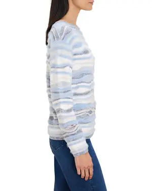 NIC+ZOE Odyssey Mix Drop Shoulder Sweater - Blue Multi