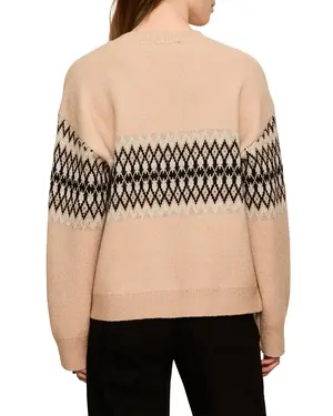 Sanctuary Argyle Crewneck Pullover Sweater - Hazelnut Argyle