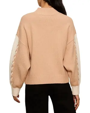Sanctuary Color Blocked Mock Neck Sweater - Hazelnut