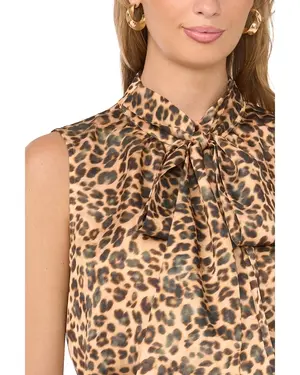 Vince Camuto Bow Tie Neck Sleeveless Blouse - Ginger