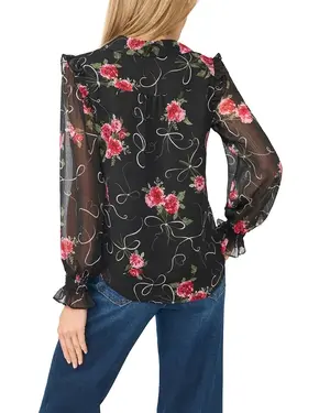 CECE DUPRAZ Collared Ruffle Trim Top