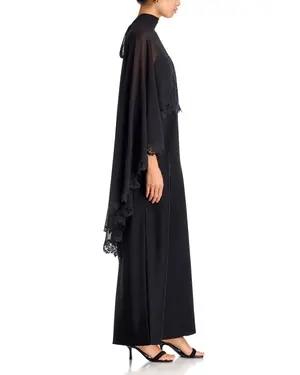 Kobi Halperin Carmen Embroidered Capelet Maxi Dress