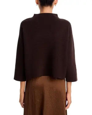 Eileen Fisher Funnel Neck Ribbed Sweater - Coffee
