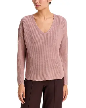 Eileen Fisher V Neck Ribbed Sweater