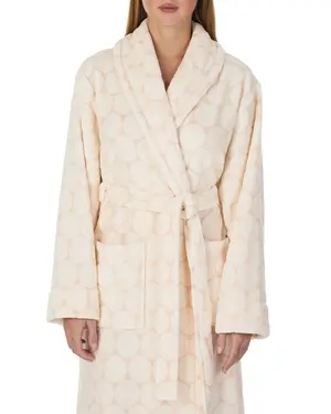 Kate Spade New York Two Tone Burn Out Plush Wrap Robe - Ecru Joy Dot