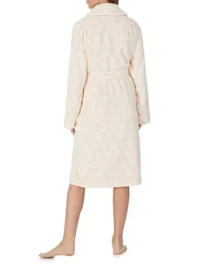 Kate Spade New York Two Tone Burn Out Plush Wrap Robe - Ecru Joy Dot