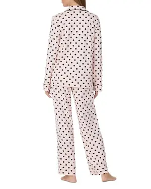 Kate Spade New York Brushed Sweater Knit Notch Collar Pajama Set - Blush Spaced Dot