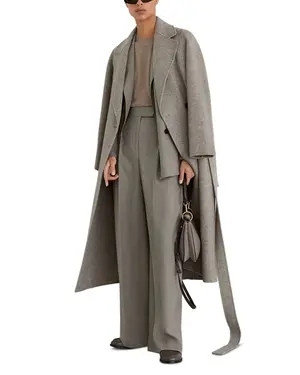 REISS Petite Darcy Wool Blend Wide Leg Pants - Light Grey