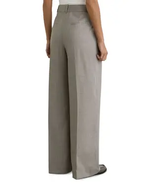 REISS Petite Darcy Wool Blend Wide Leg Pants - Light Grey