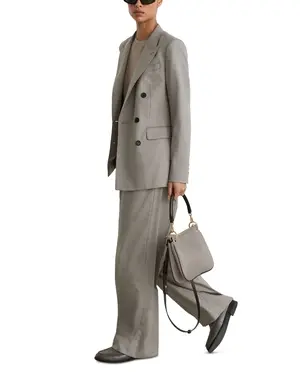 REISS Petite Darcy Wool Blend Wide Leg Pants - Light Grey
