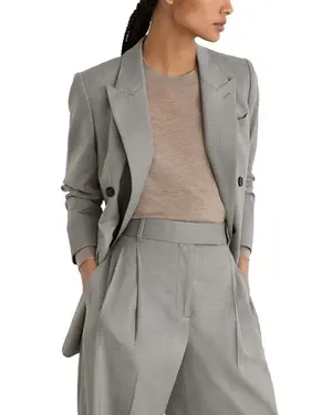 REISS Petite Darcy Wool Blend Wide Leg Pants - Light Grey