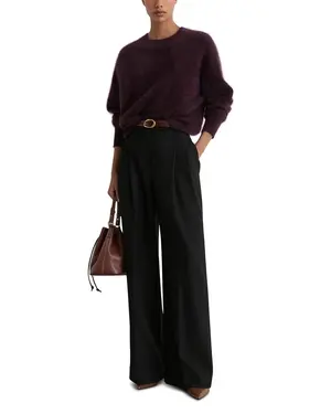 REISS Petite Luna Pleated Wide Leg Pants