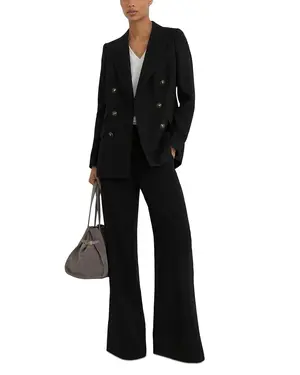REISS Petite Lauryn Herringbone Wool Double Breasted Blazer