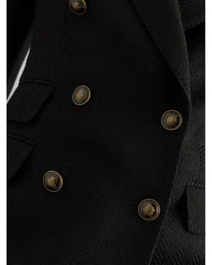 REISS Petite Lauryn Herringbone Wool Double Breasted Blazer