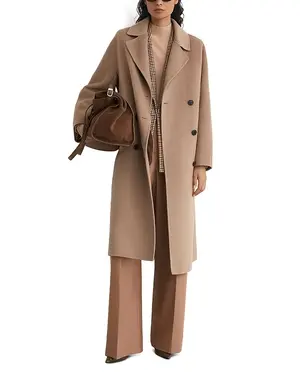 REISS Petites Marina Wool Blend Double Breasted Coat - Camel
